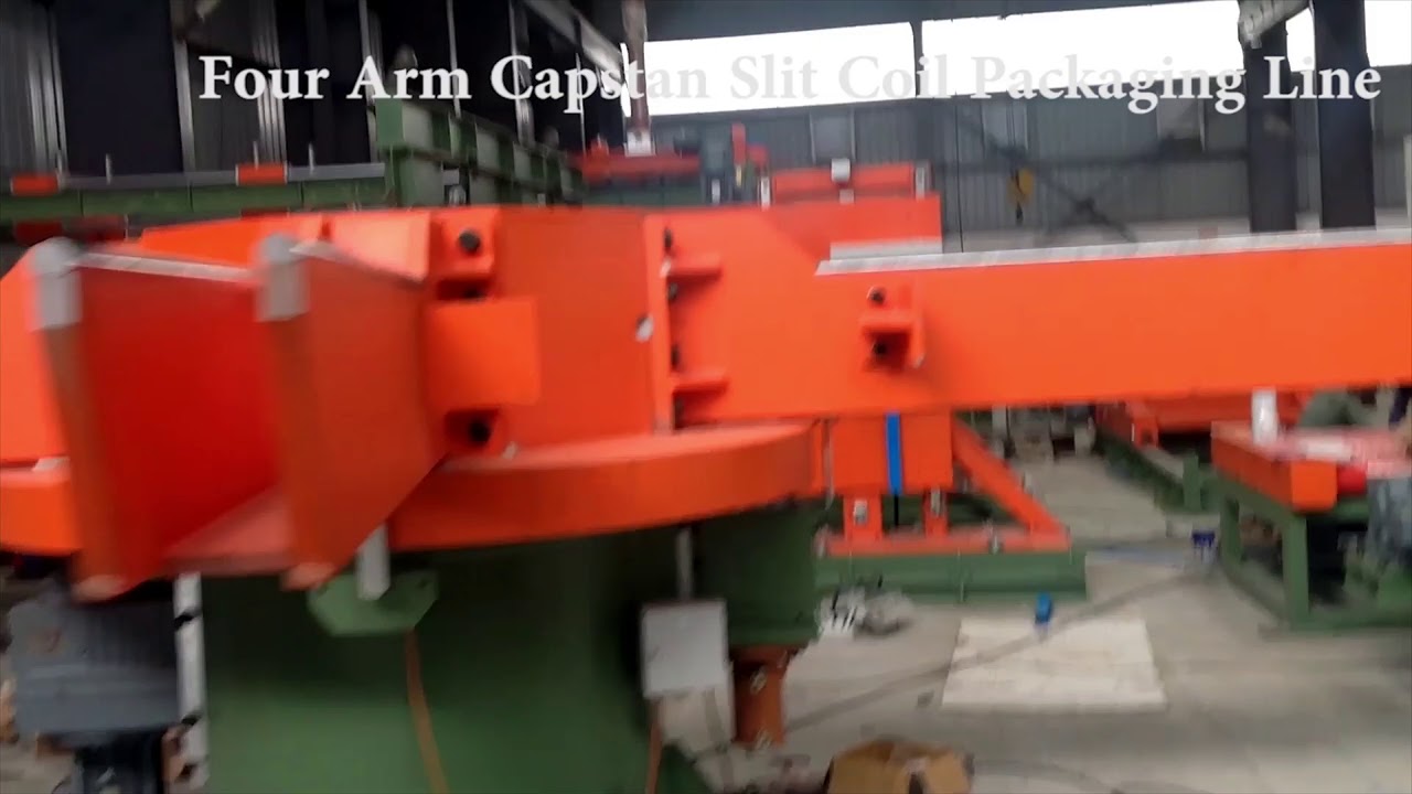 "Efficient Slit Coil Packaging Line for Four Arm Capstan" - PALLET&WRAPPER